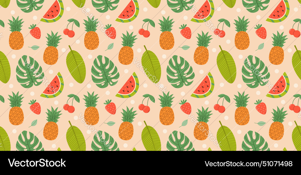 Summer seamless pattern with fruits and berries Vector Image