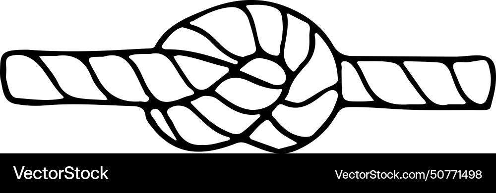Tied rope nautical hand drawn cord knot Royalty Free Vector