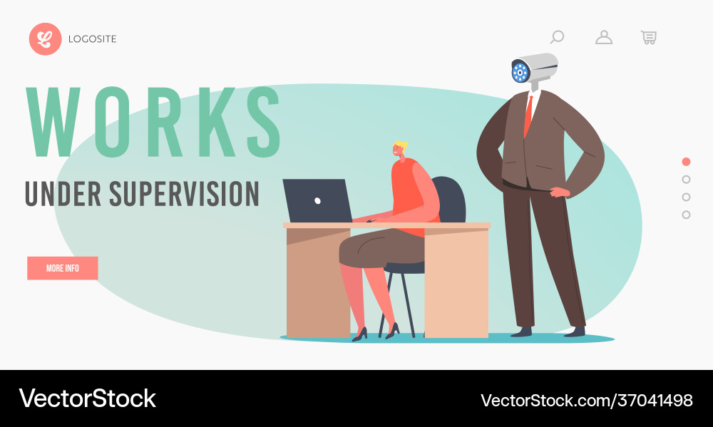 Work under supervision corporate control landing Vector Image