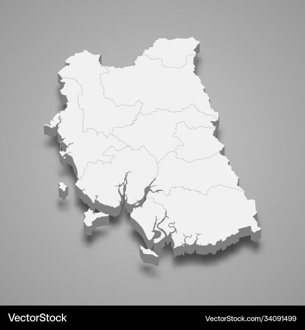 3d map trang is a province thailand Royalty Free Vector