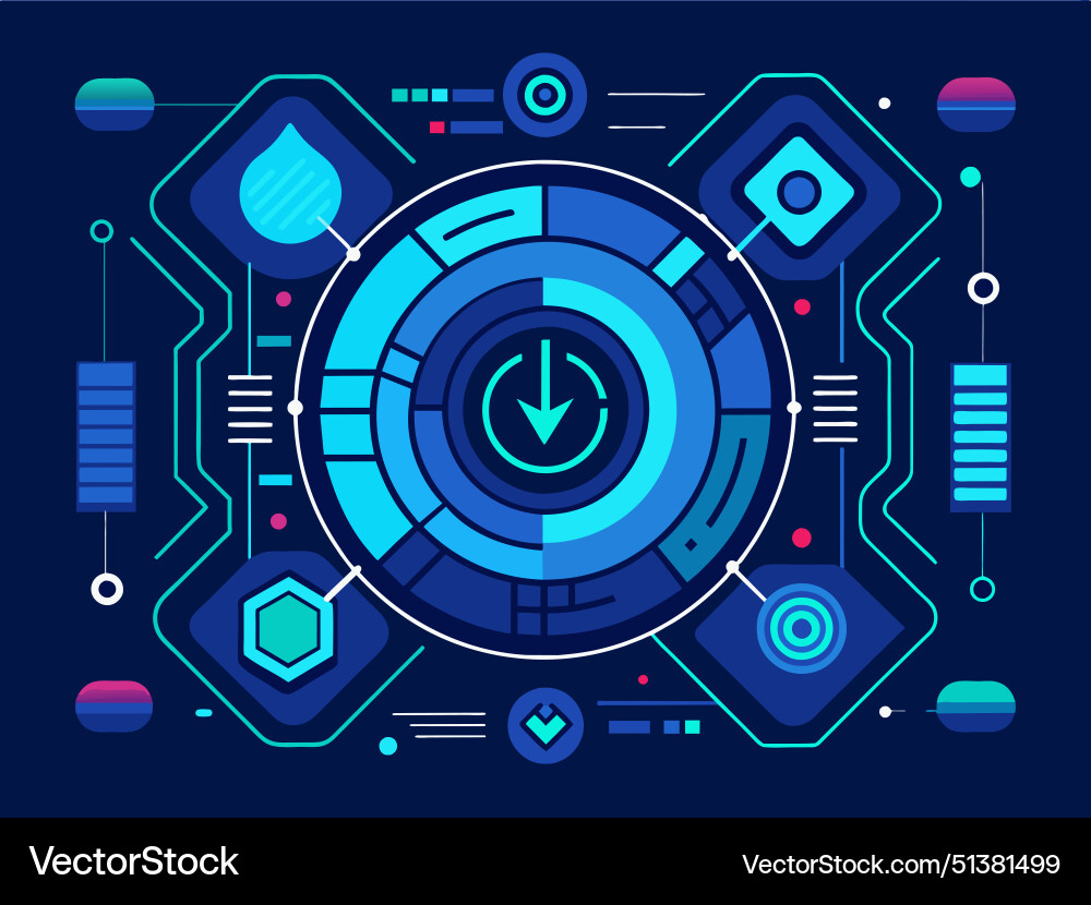 Abstract futuristic blue circle interface Vector Image Abstract futuristic blue circle interface Vector Image