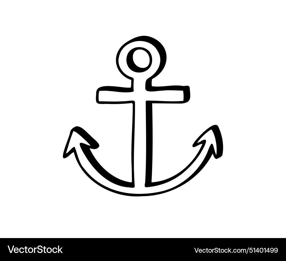 Anchor doodle outline hand drawn icon Royalty Free Vector