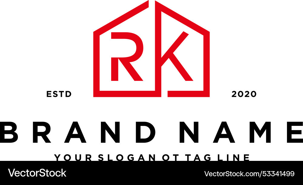 Creative letter rk home logo design concept Vector Image