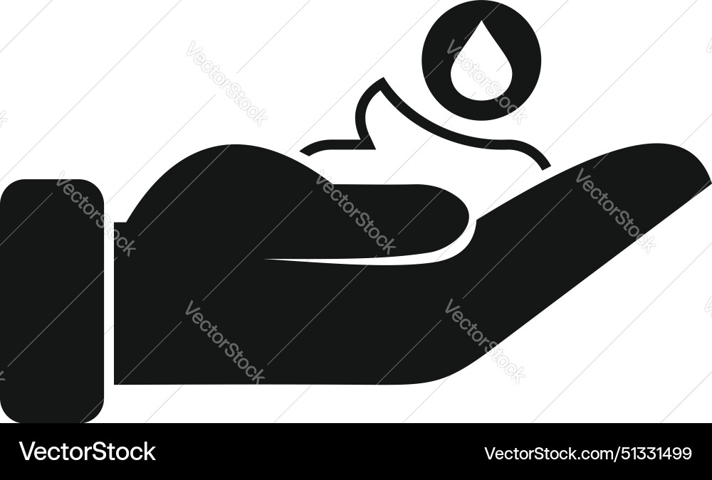 Hand with water drop icon Royalty Free Vector Image