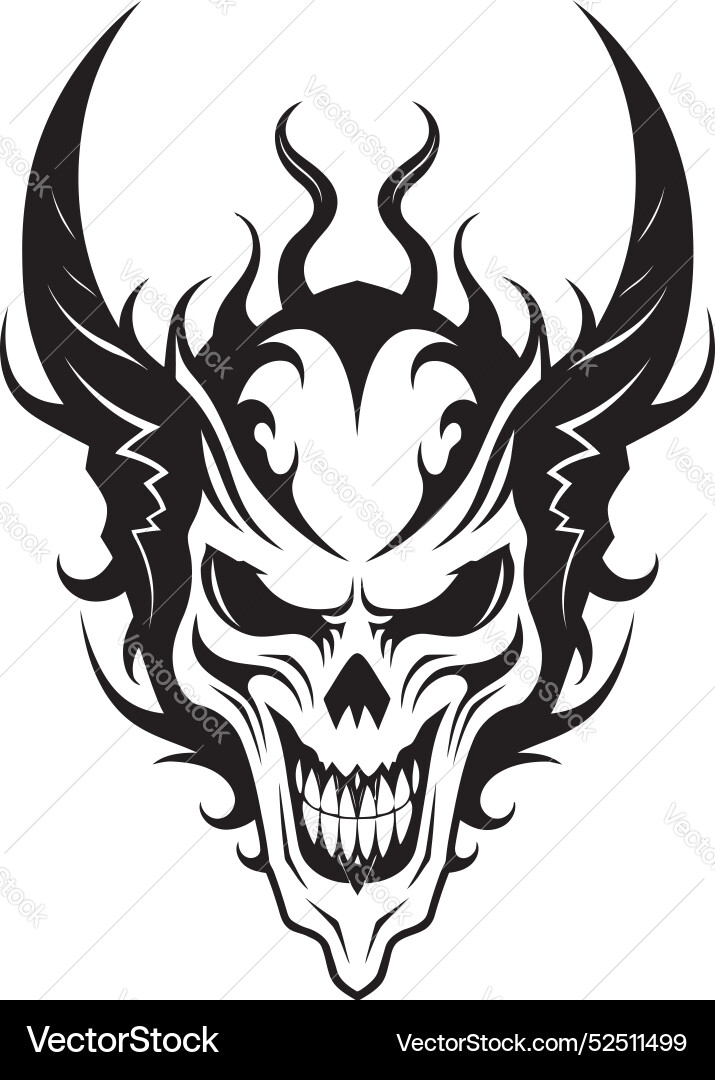 Inferno insignia devilhead tattoo logo abyssal Vector Image