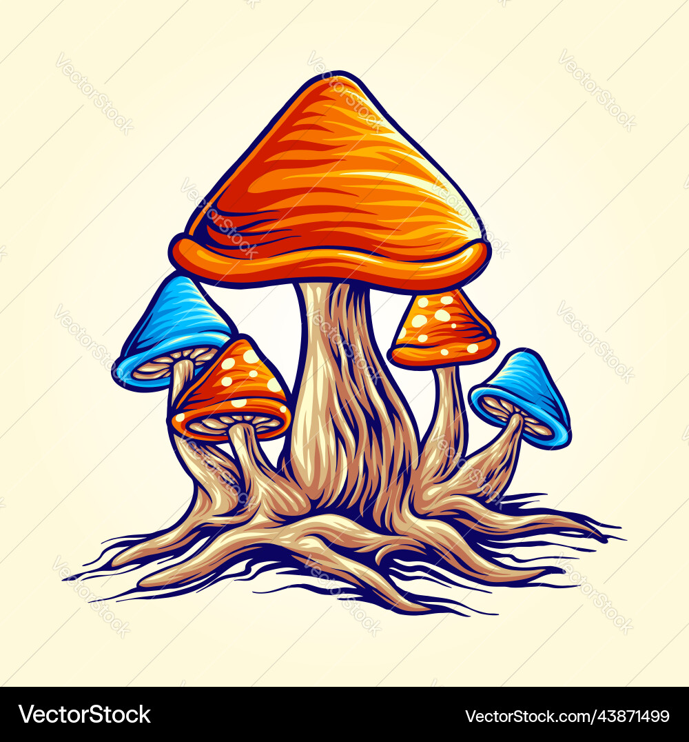 Magic mushrooms cute colorful Royalty Free Vector Image