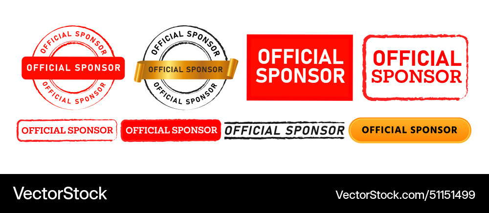 Official sponsor square and circle stamp label Vector Image