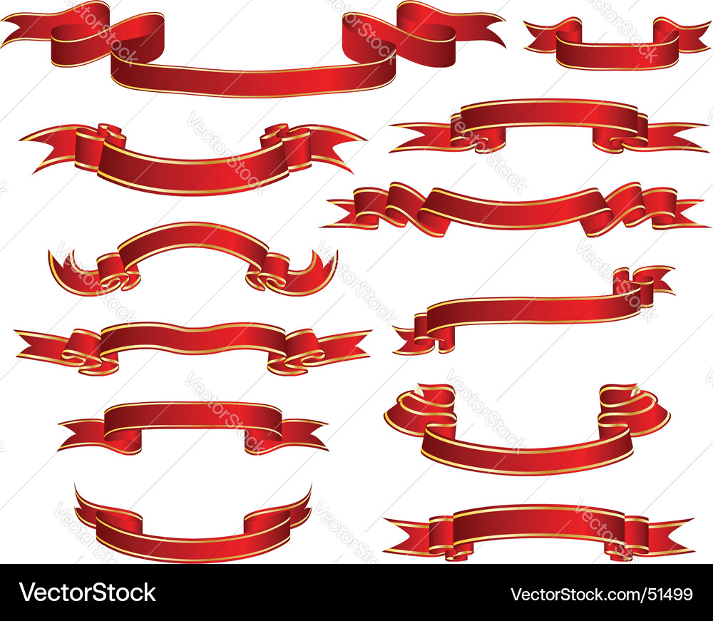 Red ribbons set Royalty Free Vector Image - VectorStock