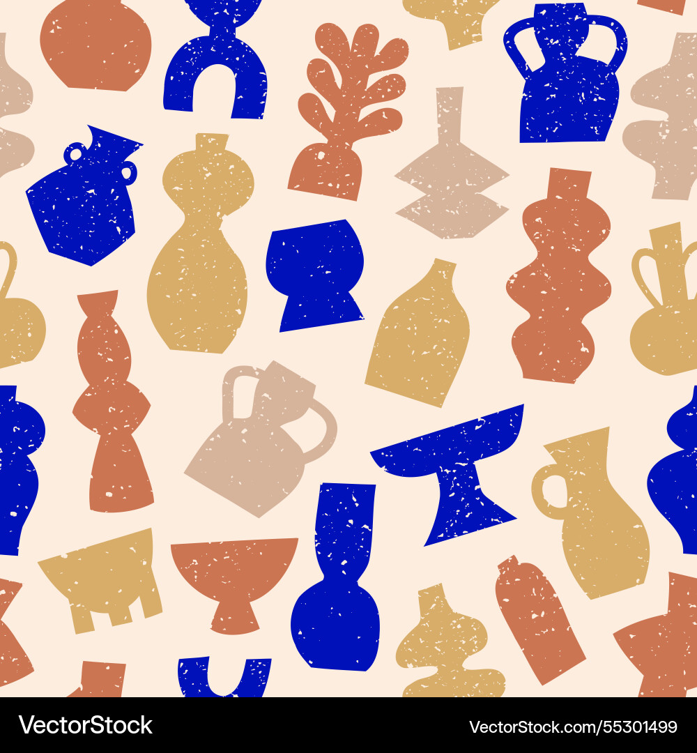 Seamless pattern with ceramic pottery tableware Vector Image