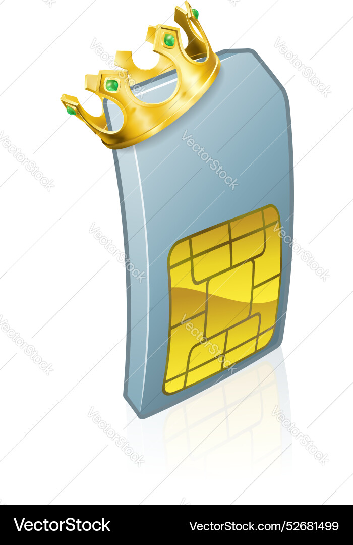 Sim card king mobile phone cartoon character Vector Image