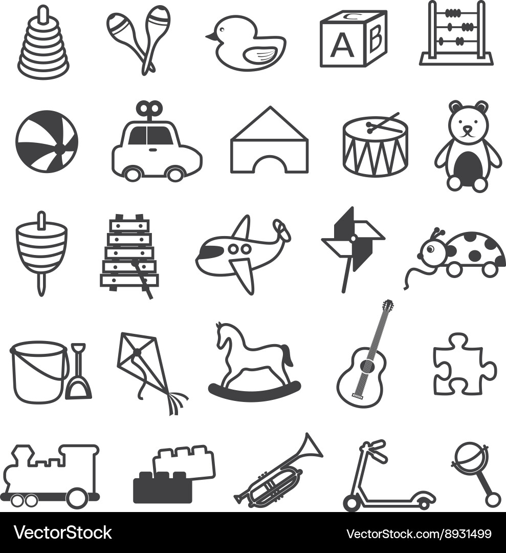 Toys icons collection Royalty Free Vector Image