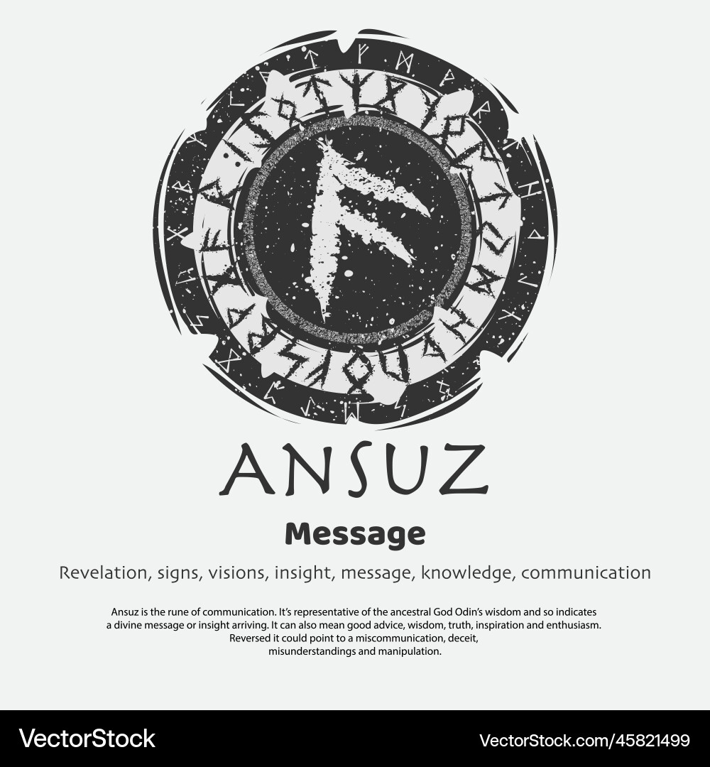 Viking ansuz rune dark circle shield Royalty Free Vector