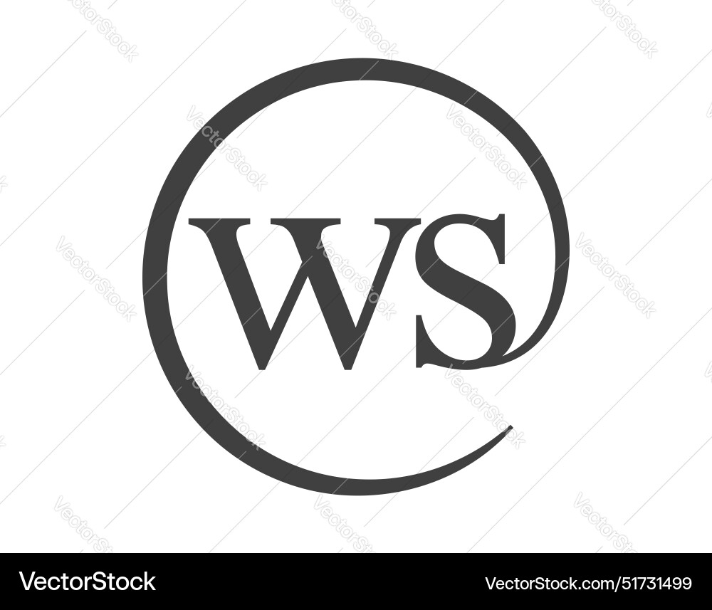 Ws logo from two letter with circle shape email Vector Image