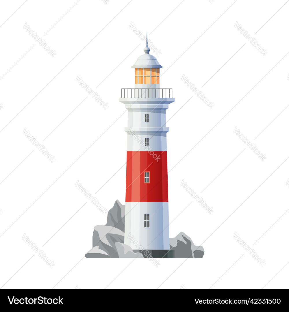 Ancient sea lighthouse building icon Royalty Free Vector