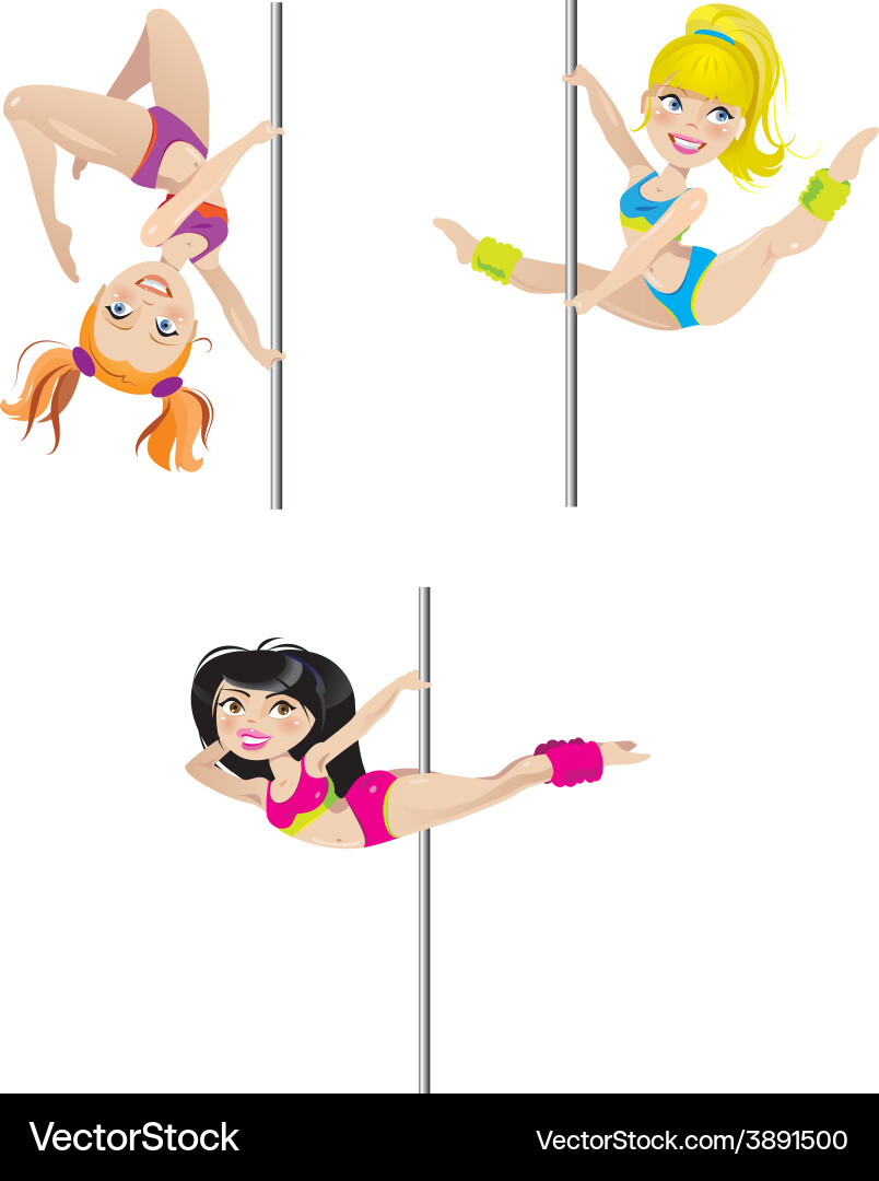 Cartoon Pole Dancers Royalty Free Vector Image