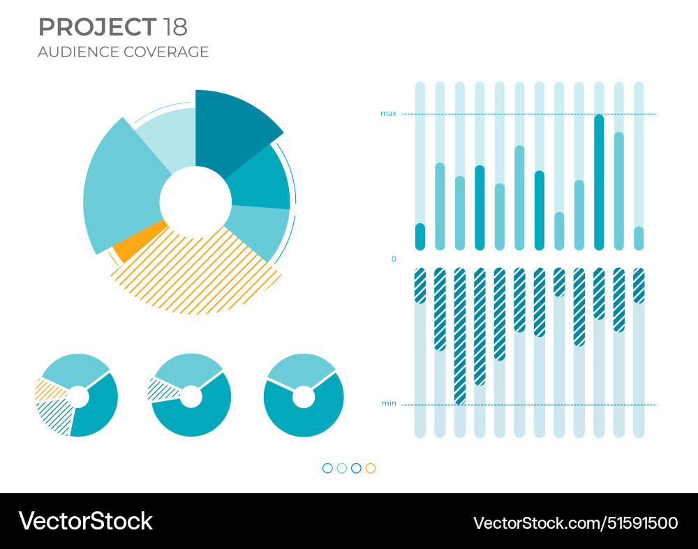 Coverage audience data charts in color Royalty Free Vector