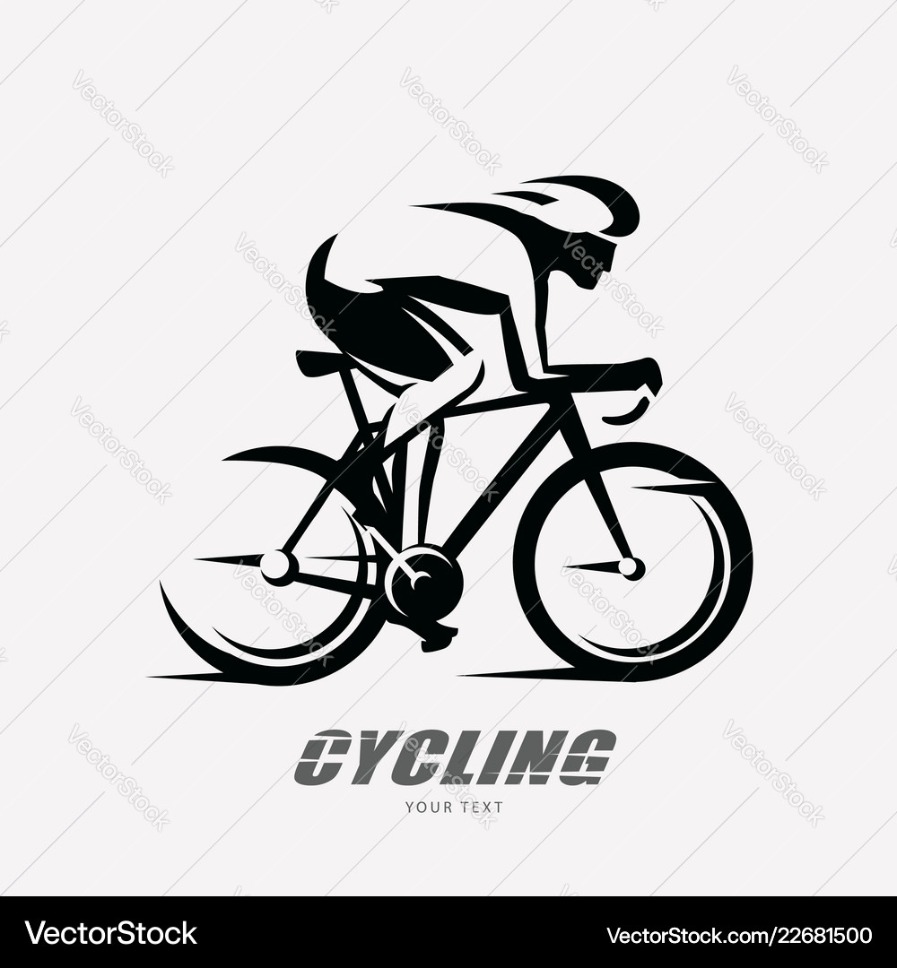 Cycling race stylized symbol outlined cyclist Vector Image