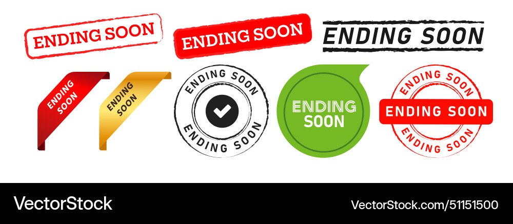 Ending soon stamp speech bubble and ribbon label Vector Image