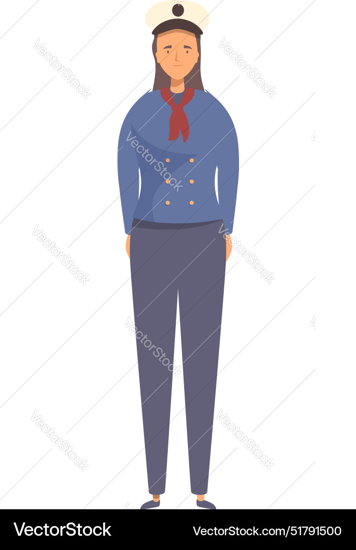 Female ship captain wearing uniform standing Vector Image