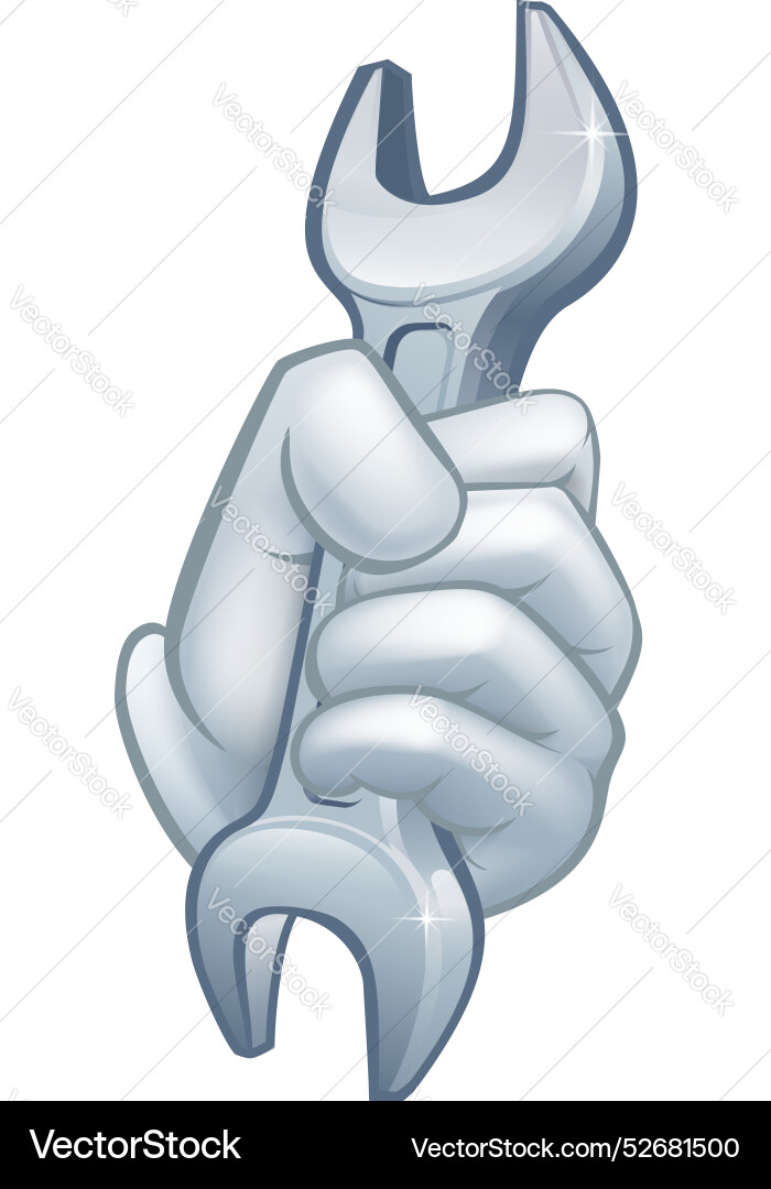 Hand holding spanner icon concept Royalty Free Vector Image