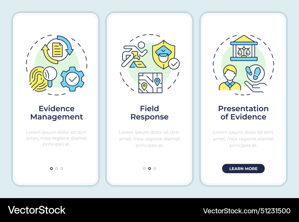 Legal evidence process onboarding mobile app Vector Image