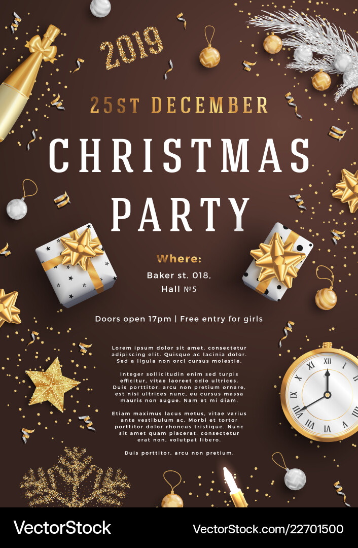 Merry christmas party layout poster Royalty Free Vector