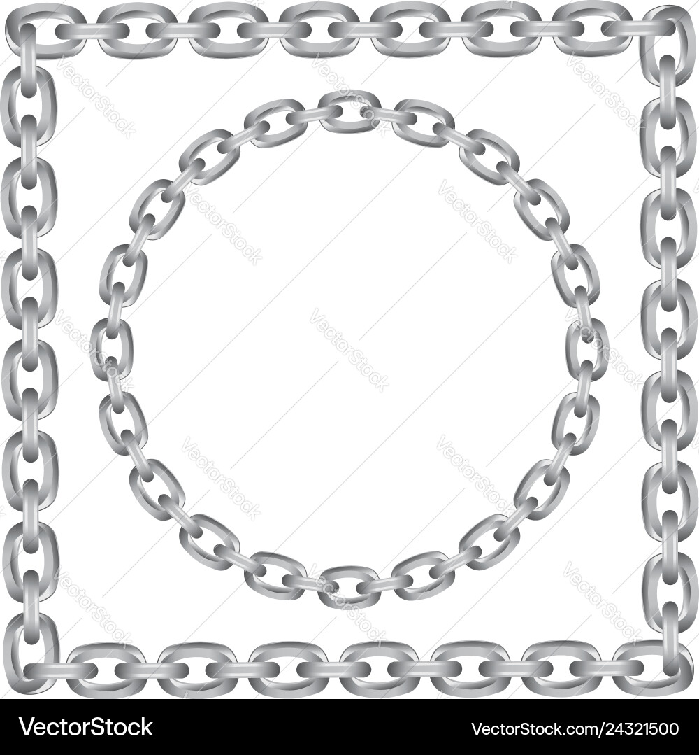 Metal chain round and square borders Royalty Free Vector