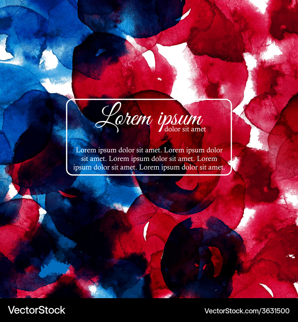 Red and blue bright watercolor frame Royalty Free Vector