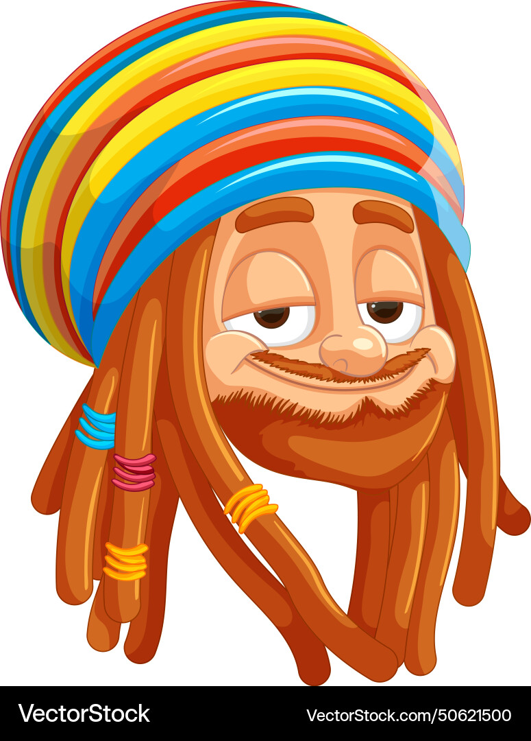 Smiling cartoon character with vibrant dreadlocks Vector Image