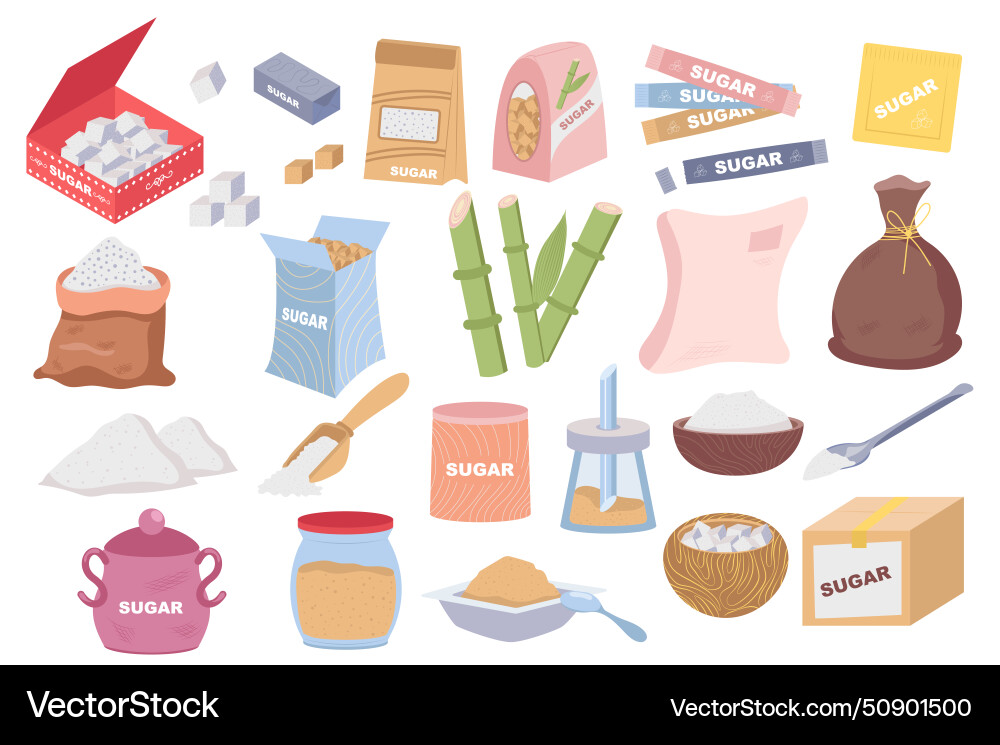 Sugar mega set in flat design bundle elements Vector Image