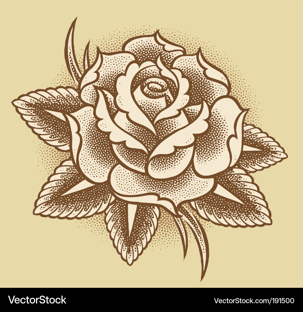 Vintage Stippled Rose Royalty Free Vector Image