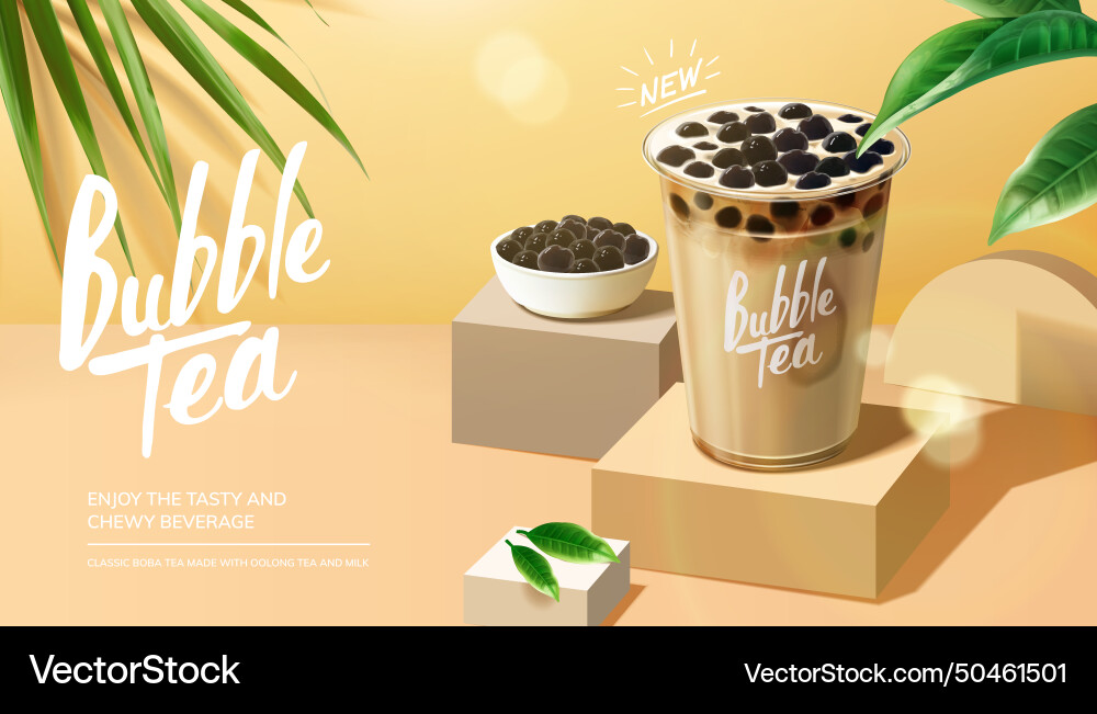 Bubble milk tea advertisement Royalty Free Vector Image