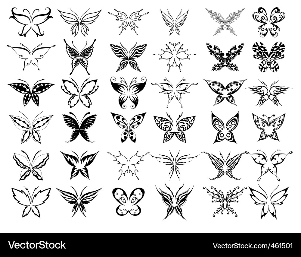 Butterfly design elements Royalty Free Vector Image