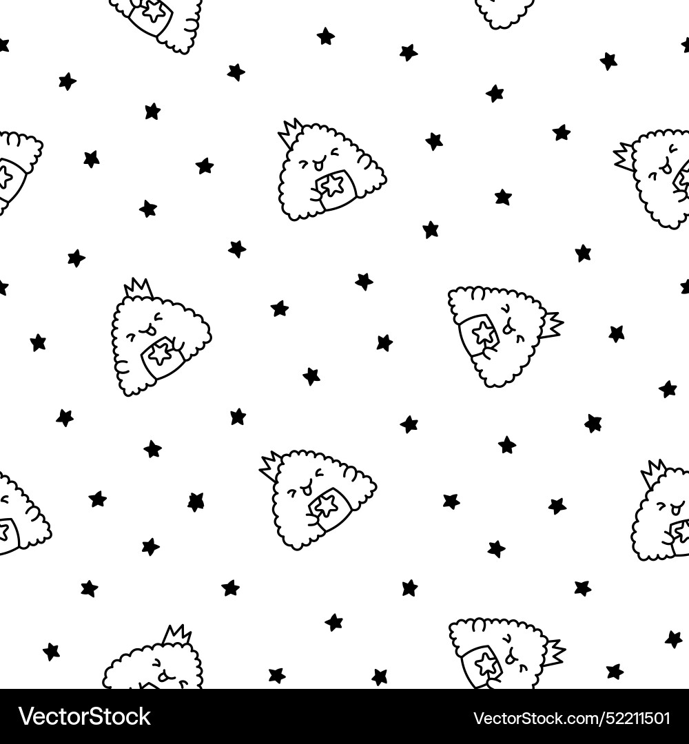 Cute kawaii onigiri coloring page Royalty Free Vector Image