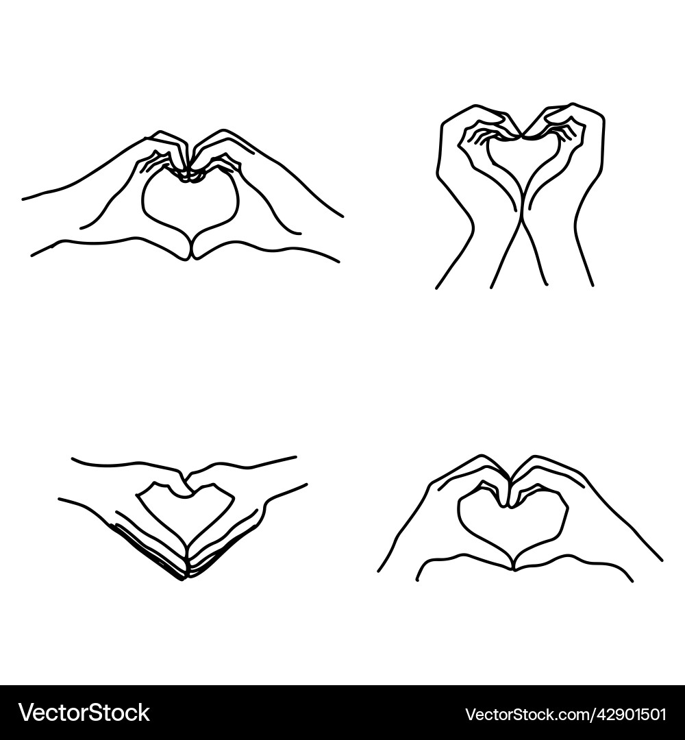 Doodle hands up two making heart sign give Vector Image