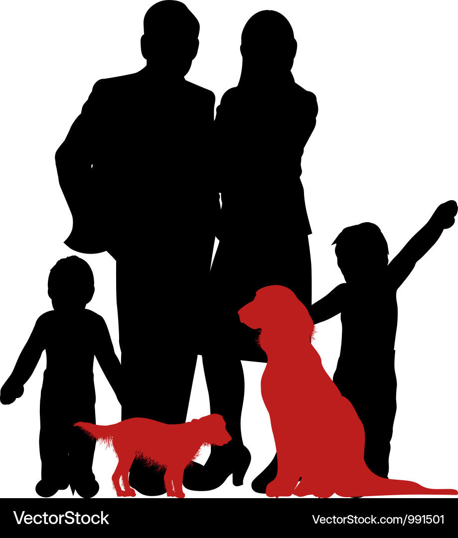 Family and dogs Royalty Free Vector Image - VectorStock
