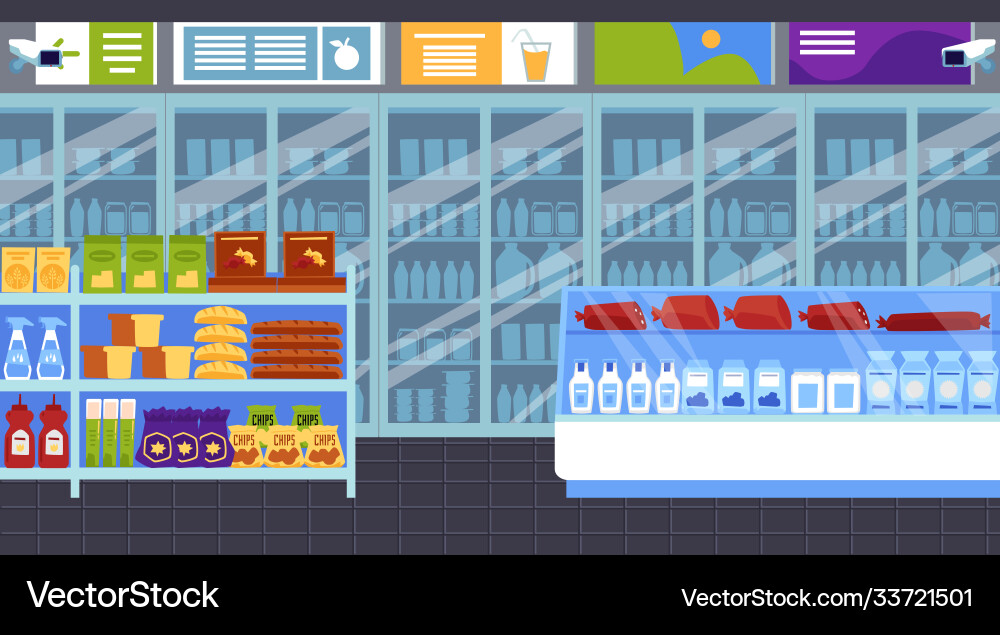 Interior supermarket products Royalty Free Vector Image