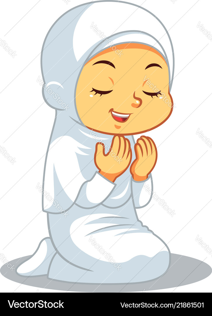 Moslem girl hajj praying Royalty Free Vector Image
