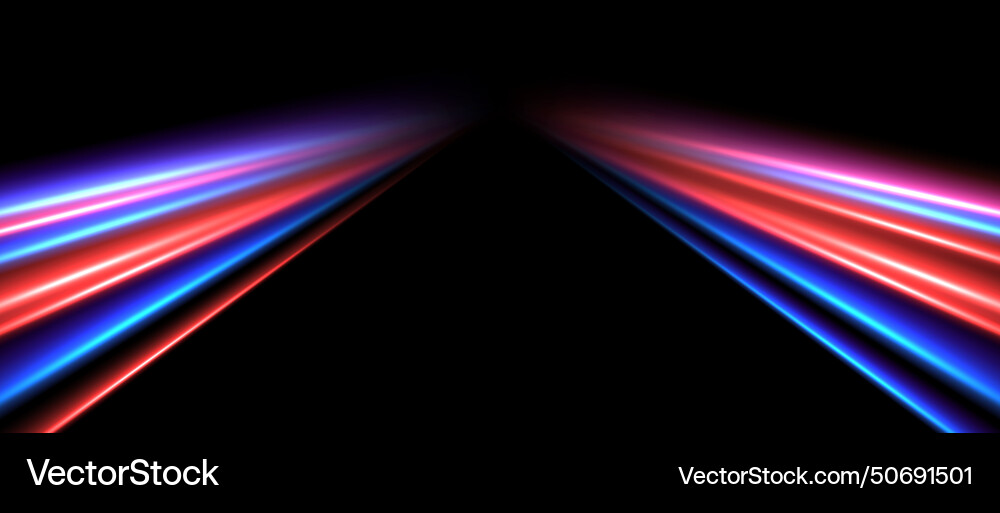 Neon car lights in motion dynamic slow shutter Vector Image