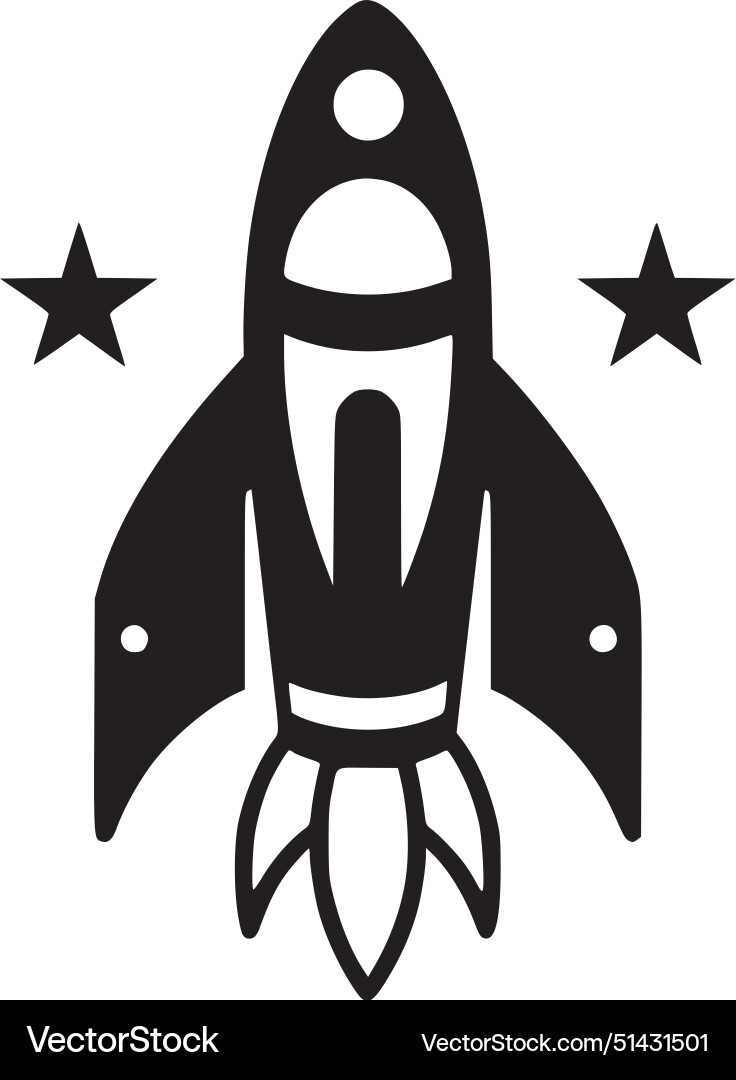 Rocket - black and white isolated icon Royalty Free Vector