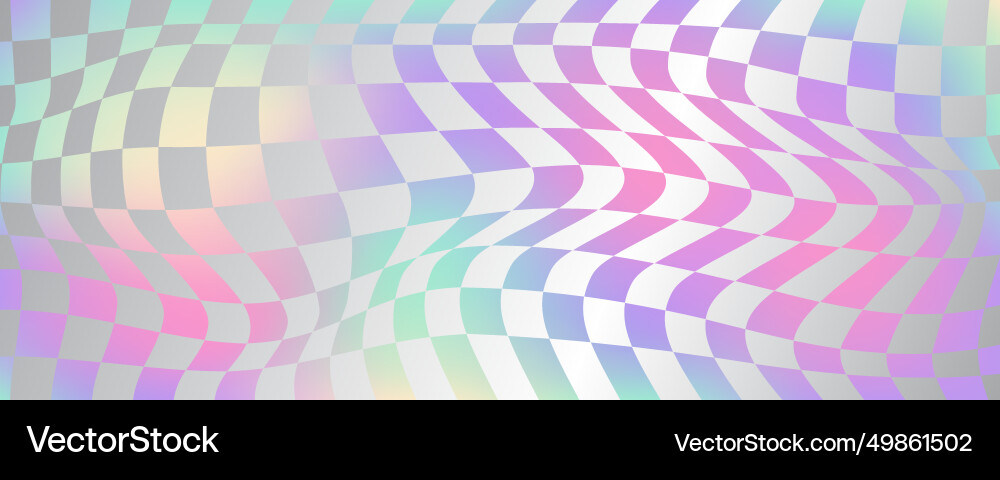 Checkerboard wavy pattern abstract holographic Vector Image