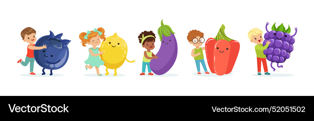 Cute little children having fun and playing Vector Image