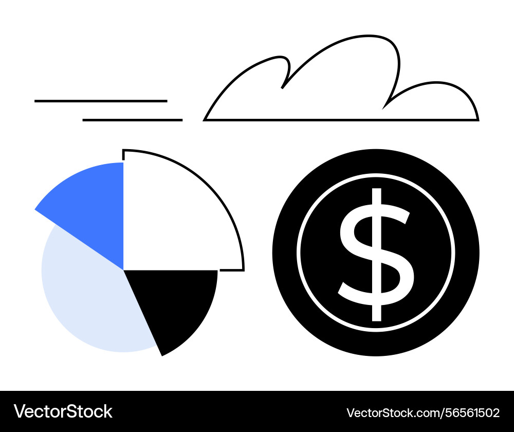 Financial growth concept with pie chart dollar Vector Image