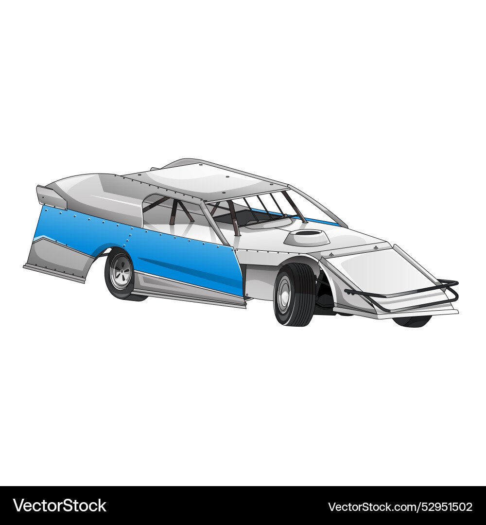Grey drag racing car with blue strip Royalty Free Vector