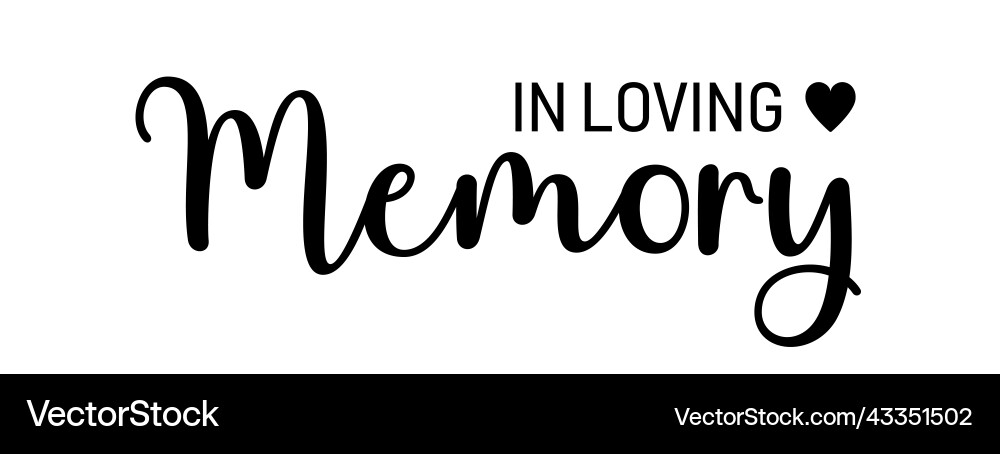 Iin loving memory black ink lettering Royalty Free Vector