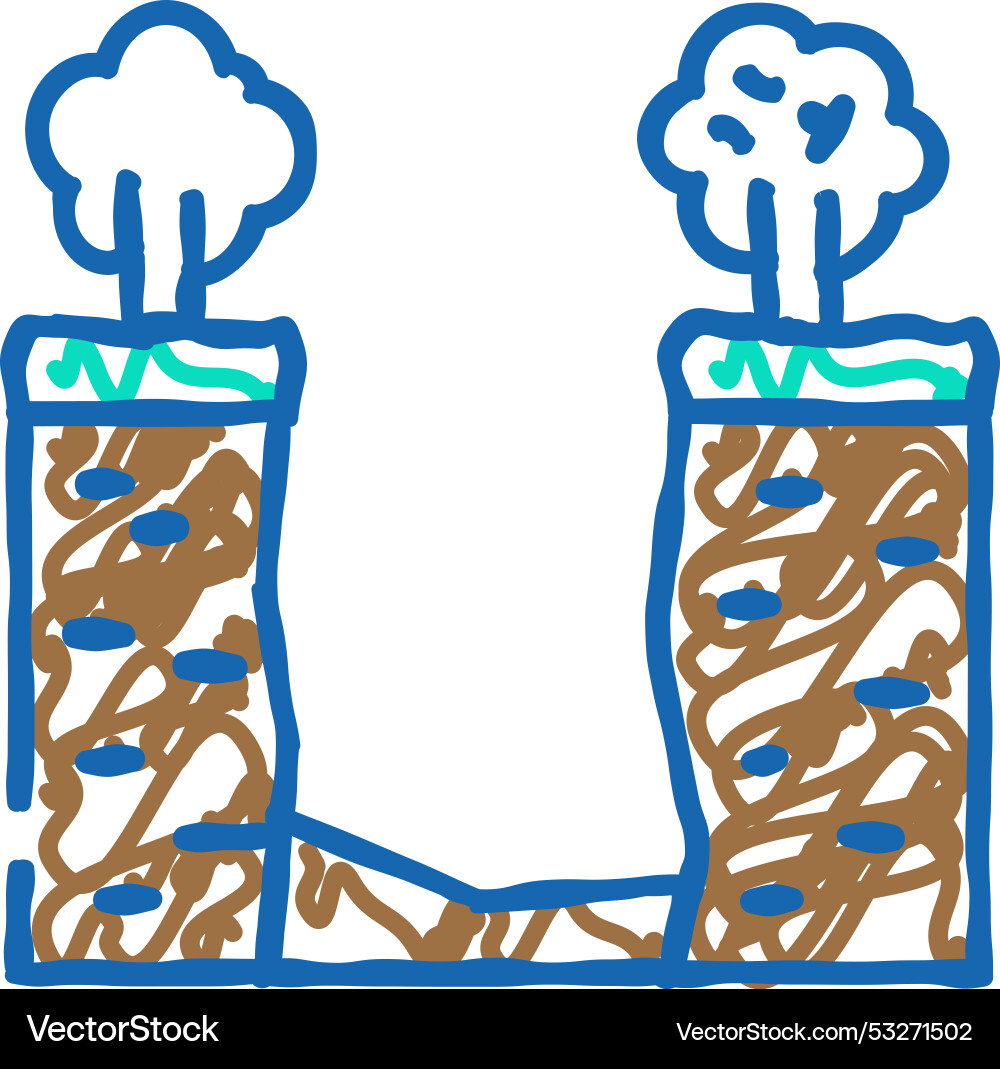 Karst sinkhole disaster icon doodle Royalty Free Vector