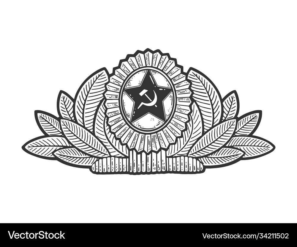 Soviet military cockade sketch Royalty Free Vector Image