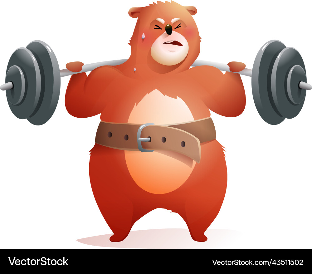 Strong gym bear powerlifter comic cartoon Vector Image