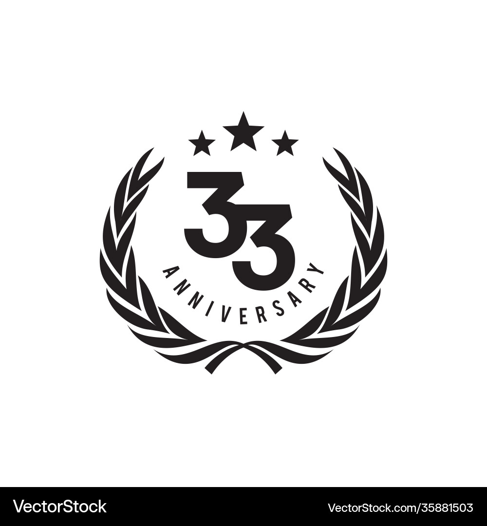 33th year anniversary logo design template Vector Image