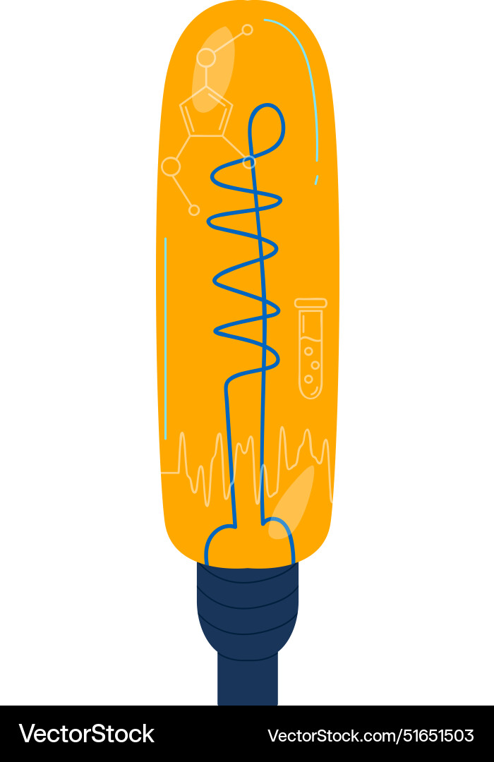 Abstract orange lightbulb blue filament featuring Vector Image